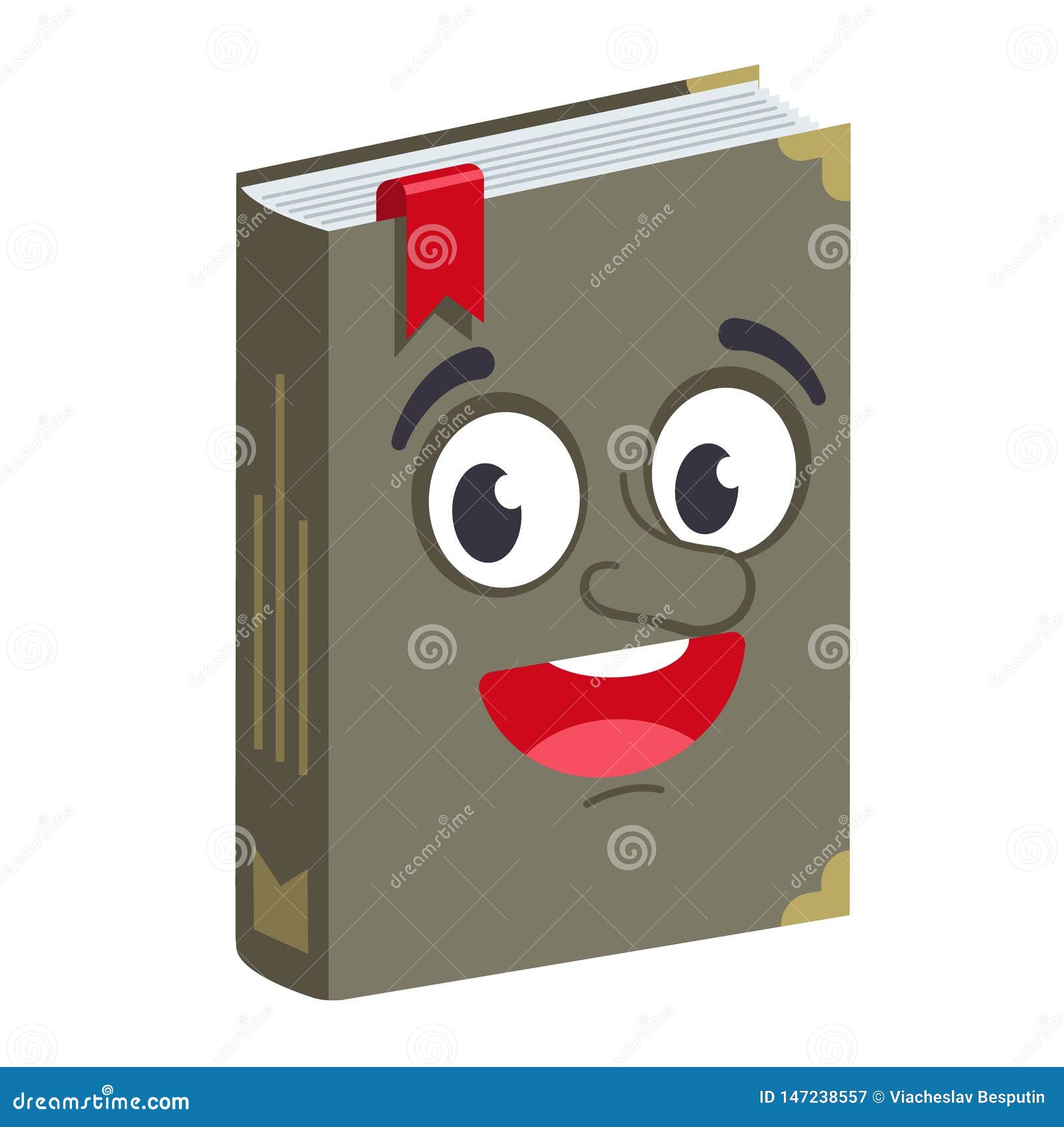 Book with a joyful face stock vector. Illustration of book - 147238557