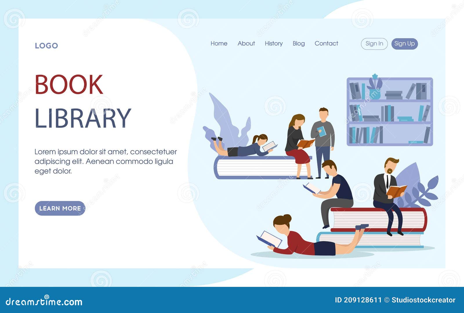 Vector Illustration of Book Library Advert Concept in Cartoon Flat ...