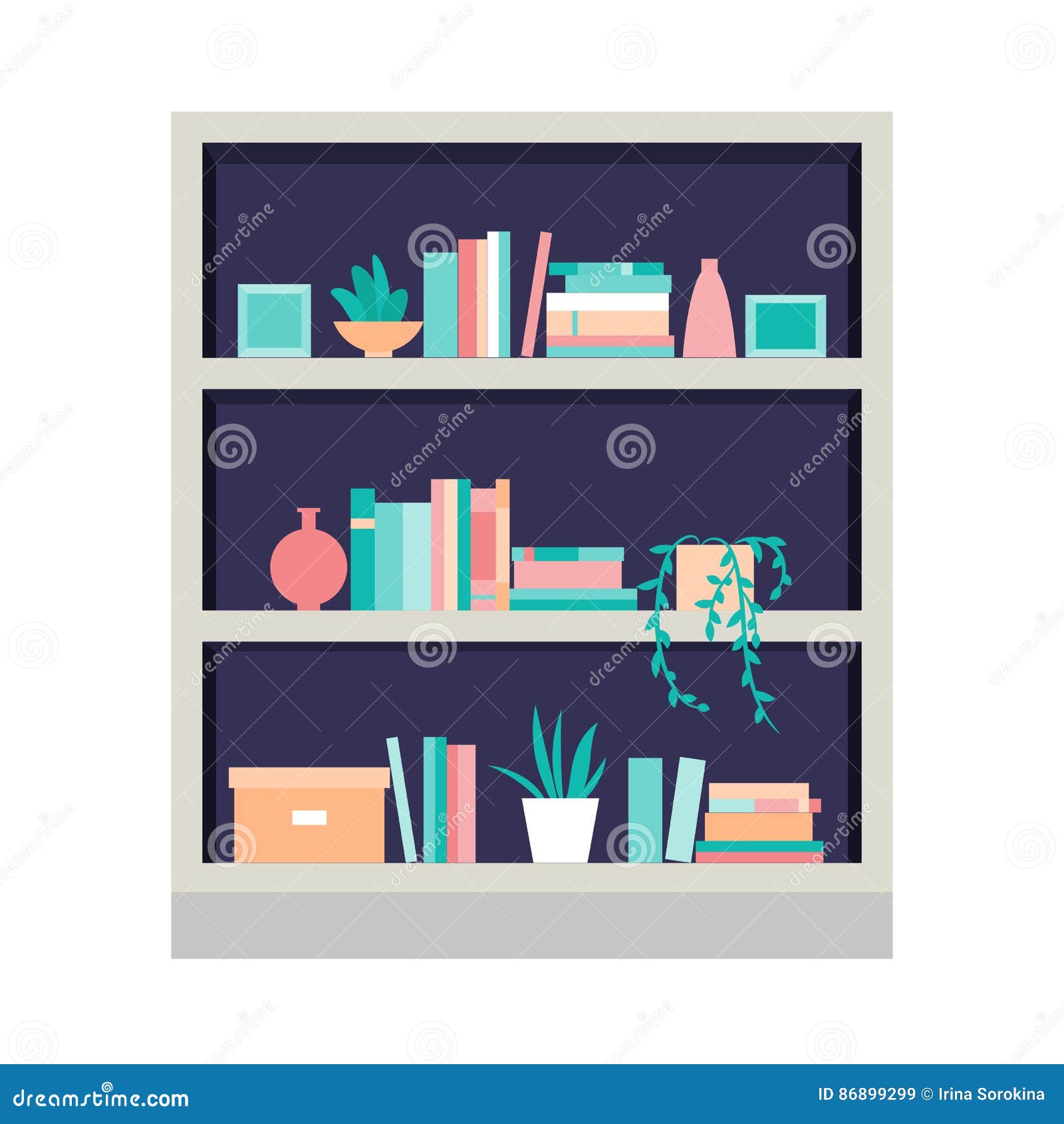 Vector Illustration. Bookcase Stock Vector - Illustration of ...