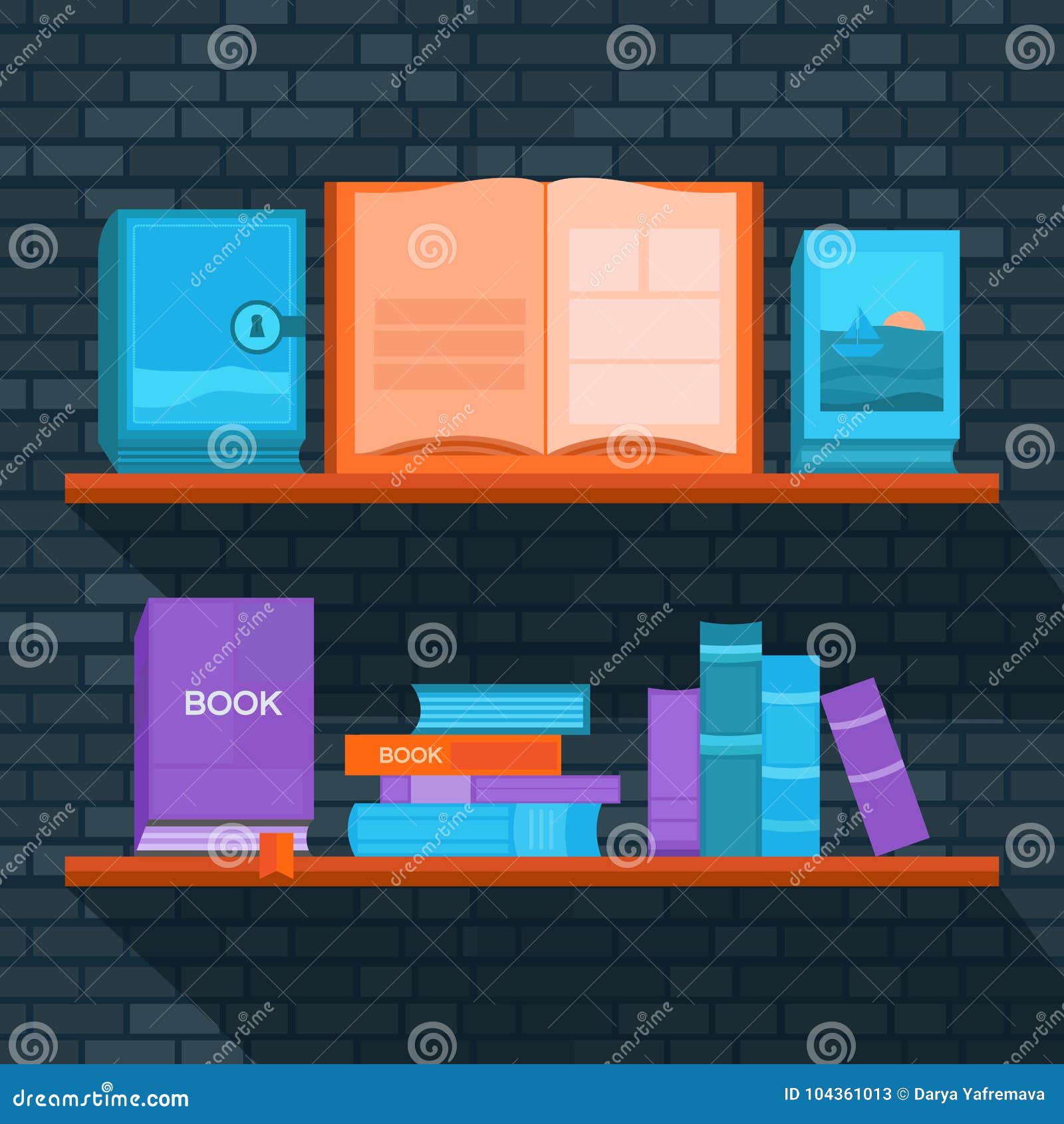 Vector Illustration of Bookshelf. Stock Illustration - Illustration of ...