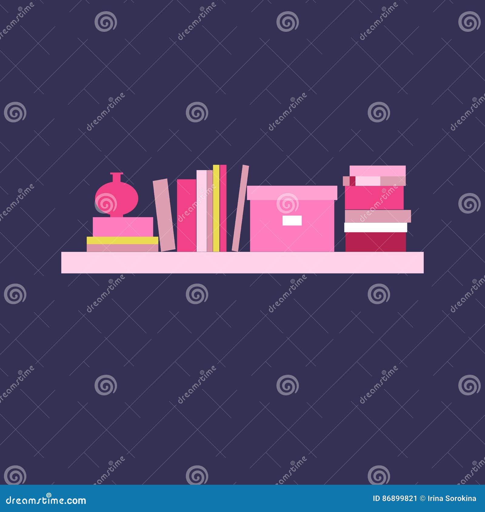 Vector Illustration. Bookshelf Stock Vector - Illustration of cartoon ...