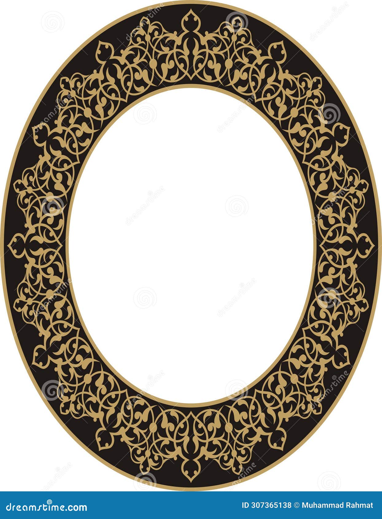 Border Ornament Design Pattern on a Frame, Oval in Shape, Gold Color ...