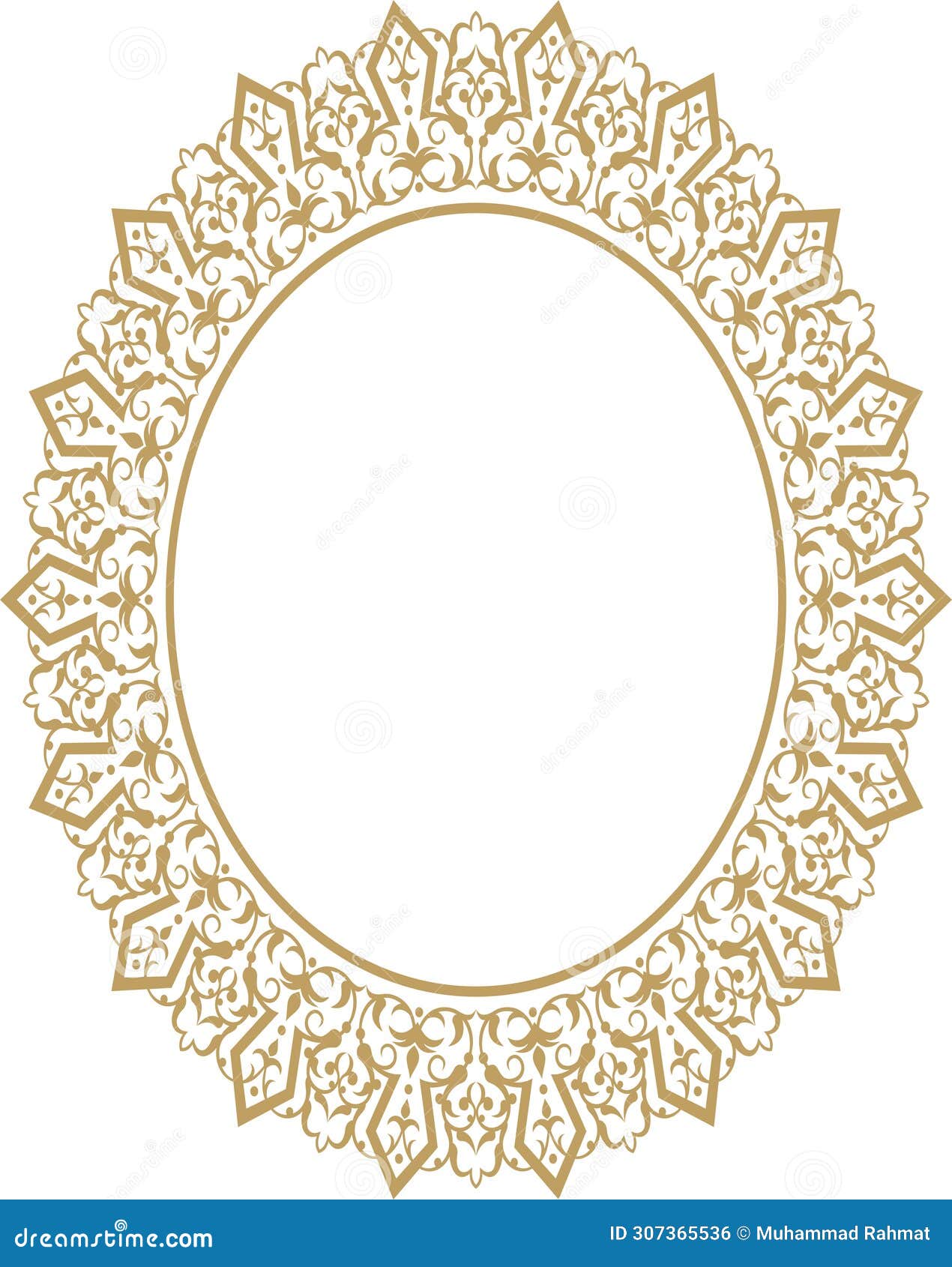 Border Ornament Design Pattern on Frame, Oval Shaped Stock Vector ...