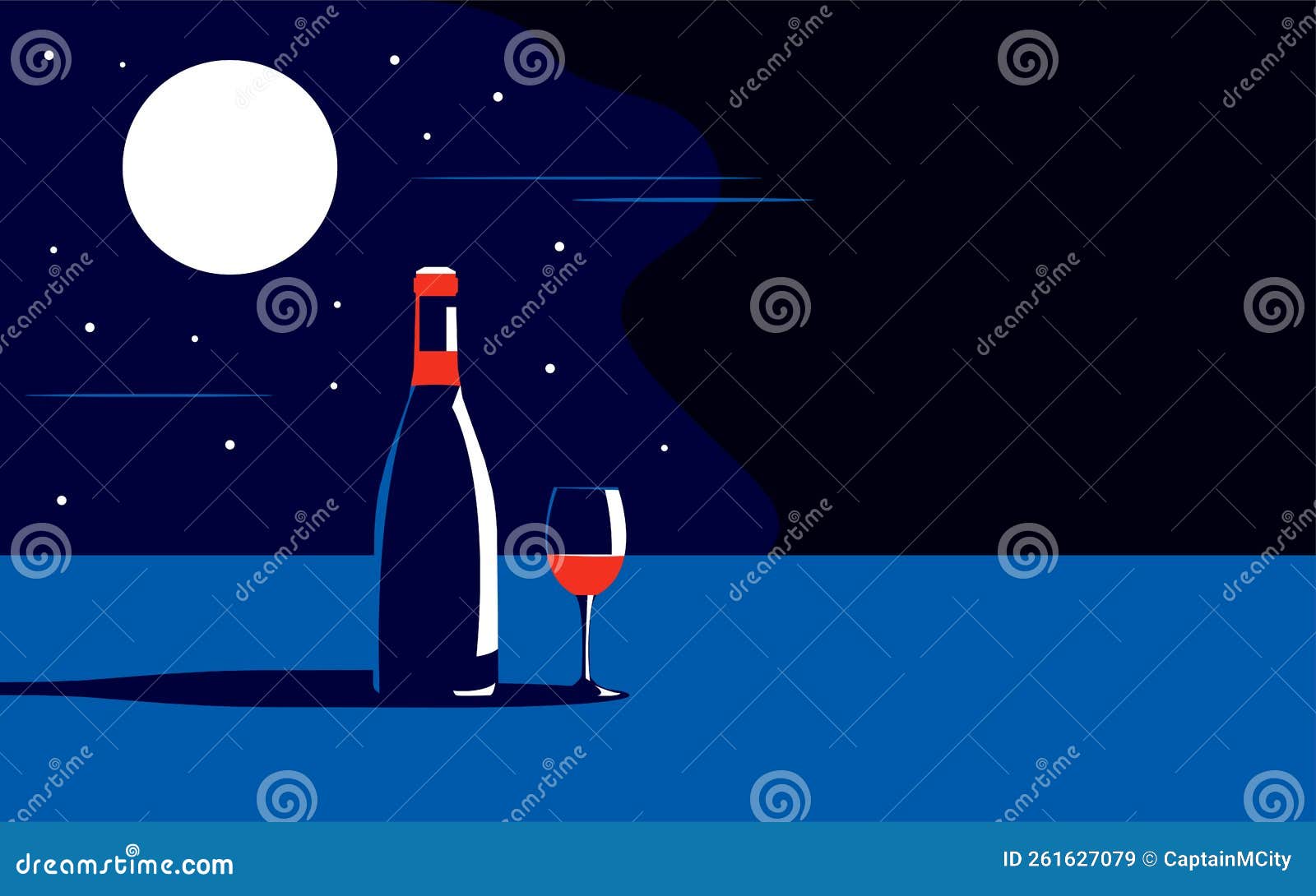Vector Illustration of a Bottle of Wine and a Glass of Wine in the ...