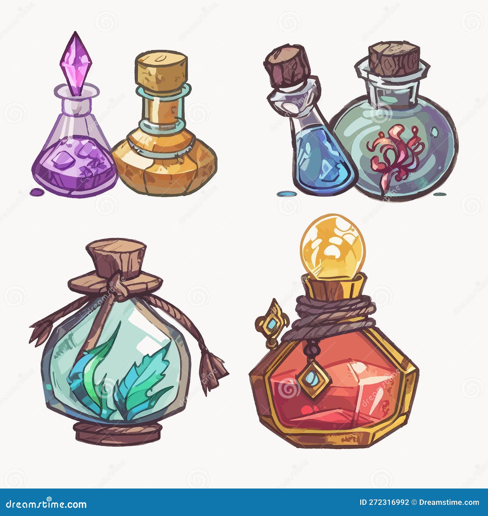 Vector Illustration Bottles with Magic Potions Stock Vector ...