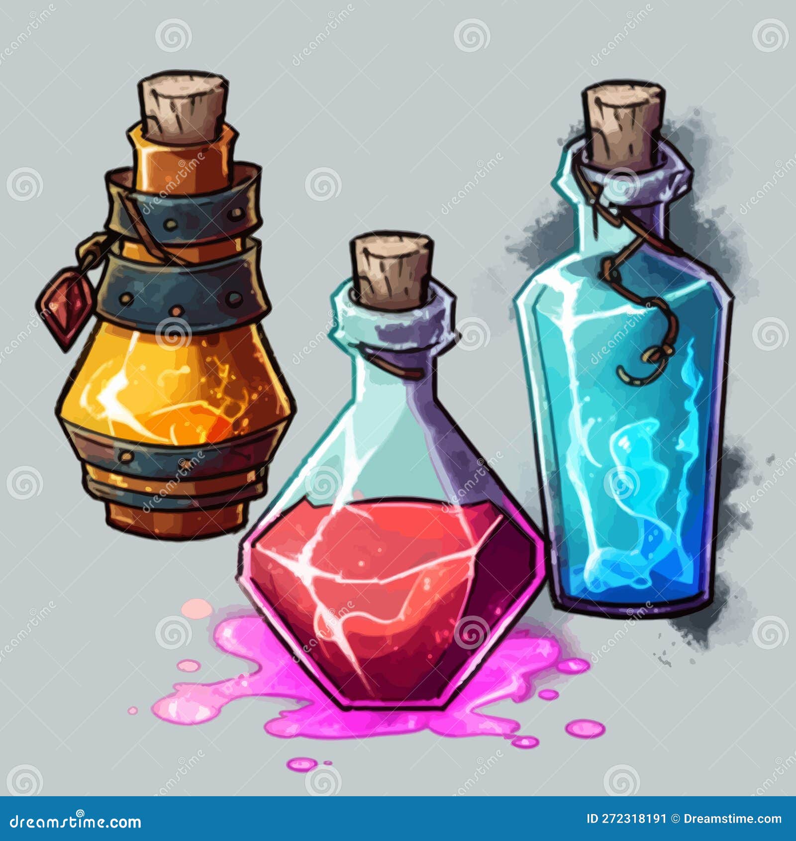 Vector Illustration Bottles with Magic Potions Stock Vector ...