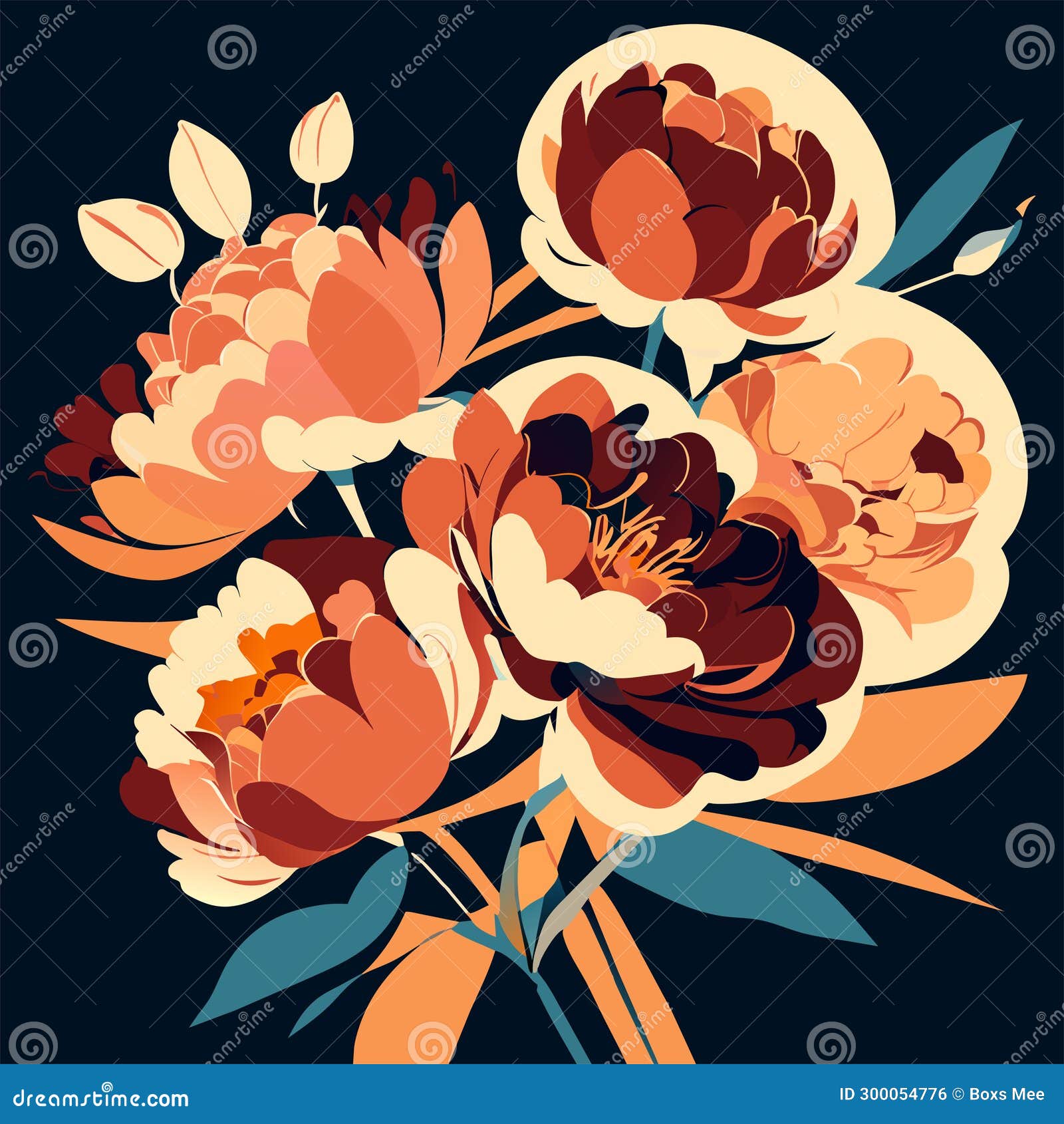 Bouquet Of Peonies. Hand Drawn Vector Illustration Isolated On White ...