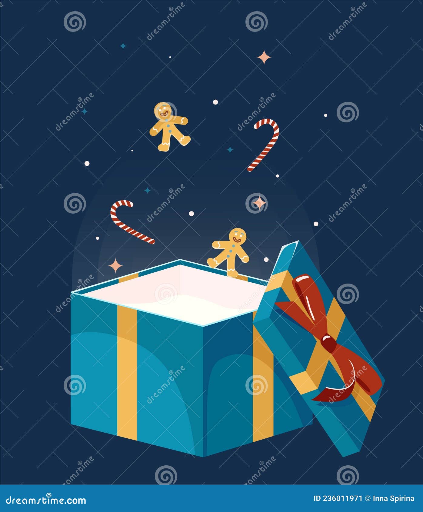 Vector Illustration of a Box with a Christmas Present. Magic Box, Glow ...
