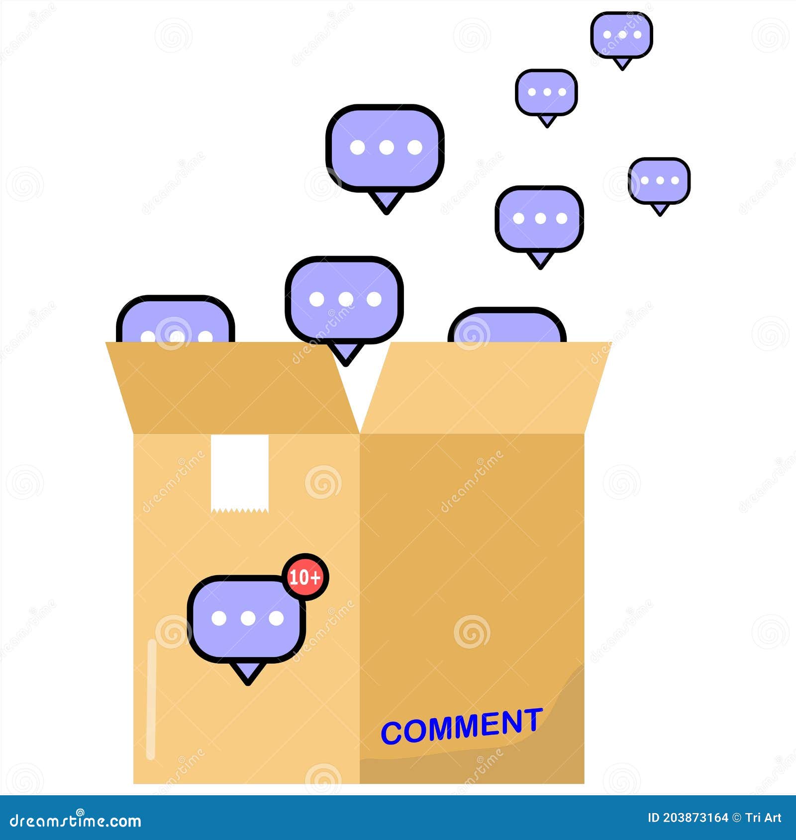 Vector Illustration of a Box that Holds Lots of Comment Notifications ...