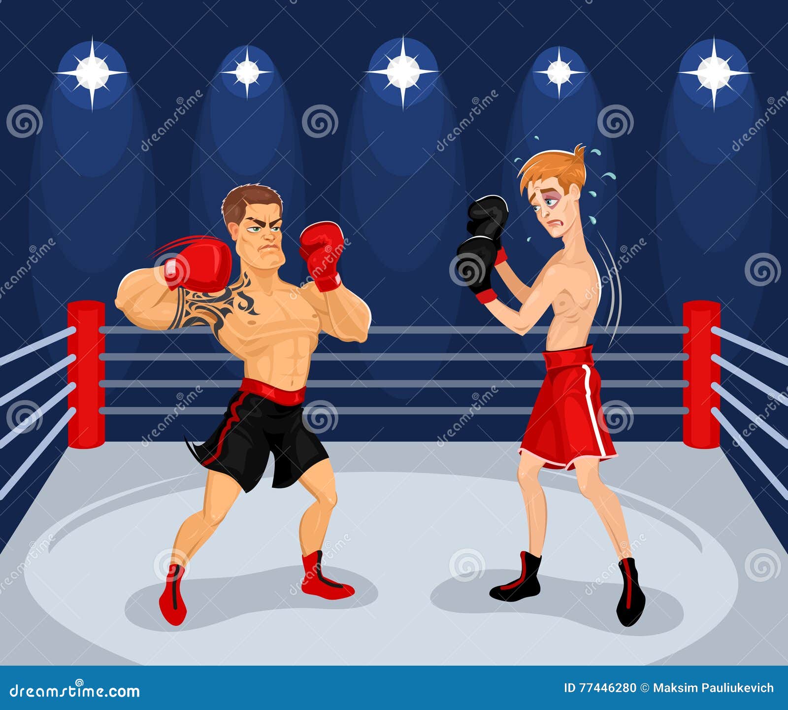 Two Boxers On The Ring On Blue Background Royalty-Free Stock ...