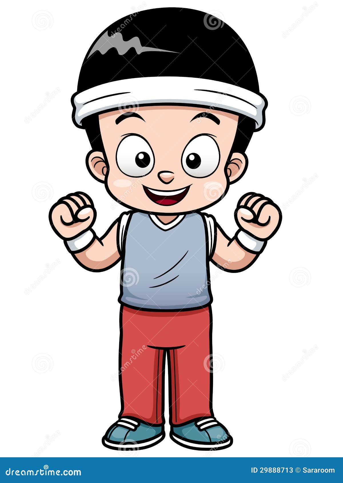 A Boy Demonstrating the Strength Stock Vector - Illustration of sports ...