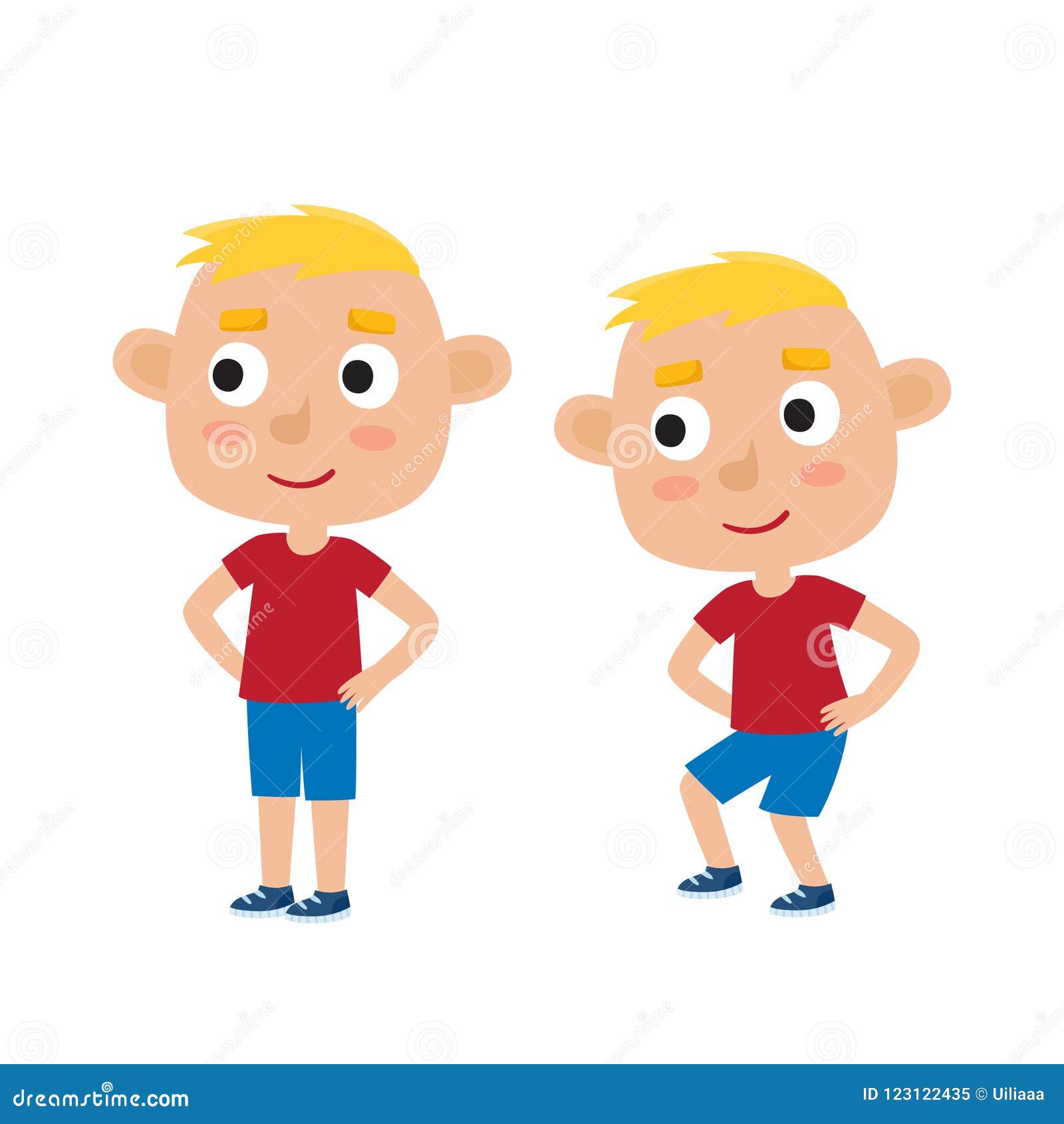 Vector Illustration of Boy in Exercise Pose Isolated on White Stock ...