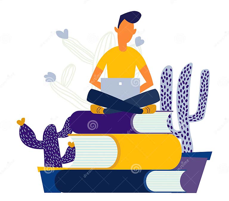 Vector Illustration Boy Learn and Gain Knowledge Stock Vector ...