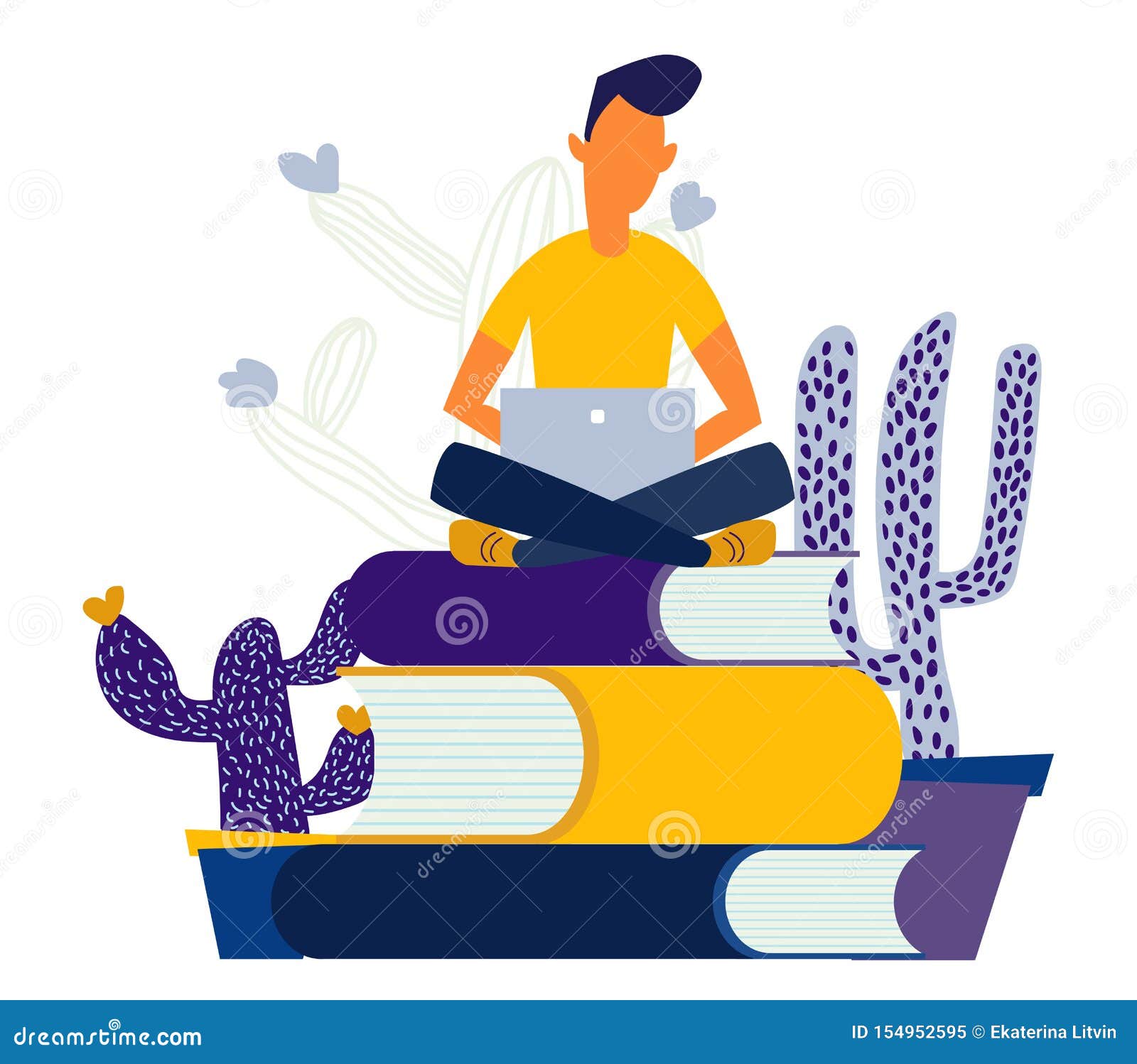 Vector Illustration Boy Learn and Gain Knowledge Stock Vector ...