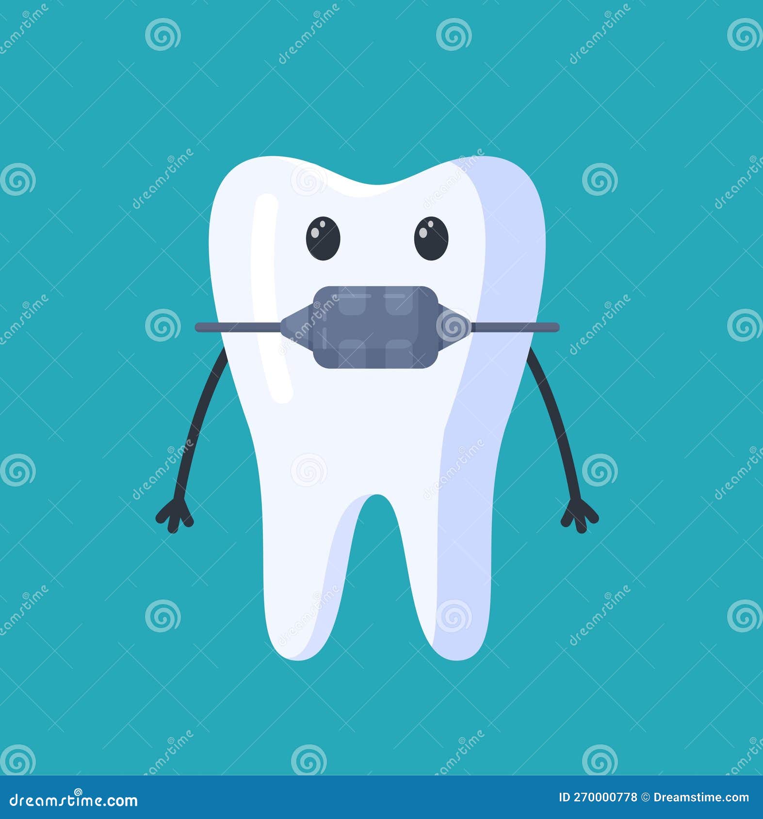 Vector Illustration of Braces Character. Isolated on Blue Background ...