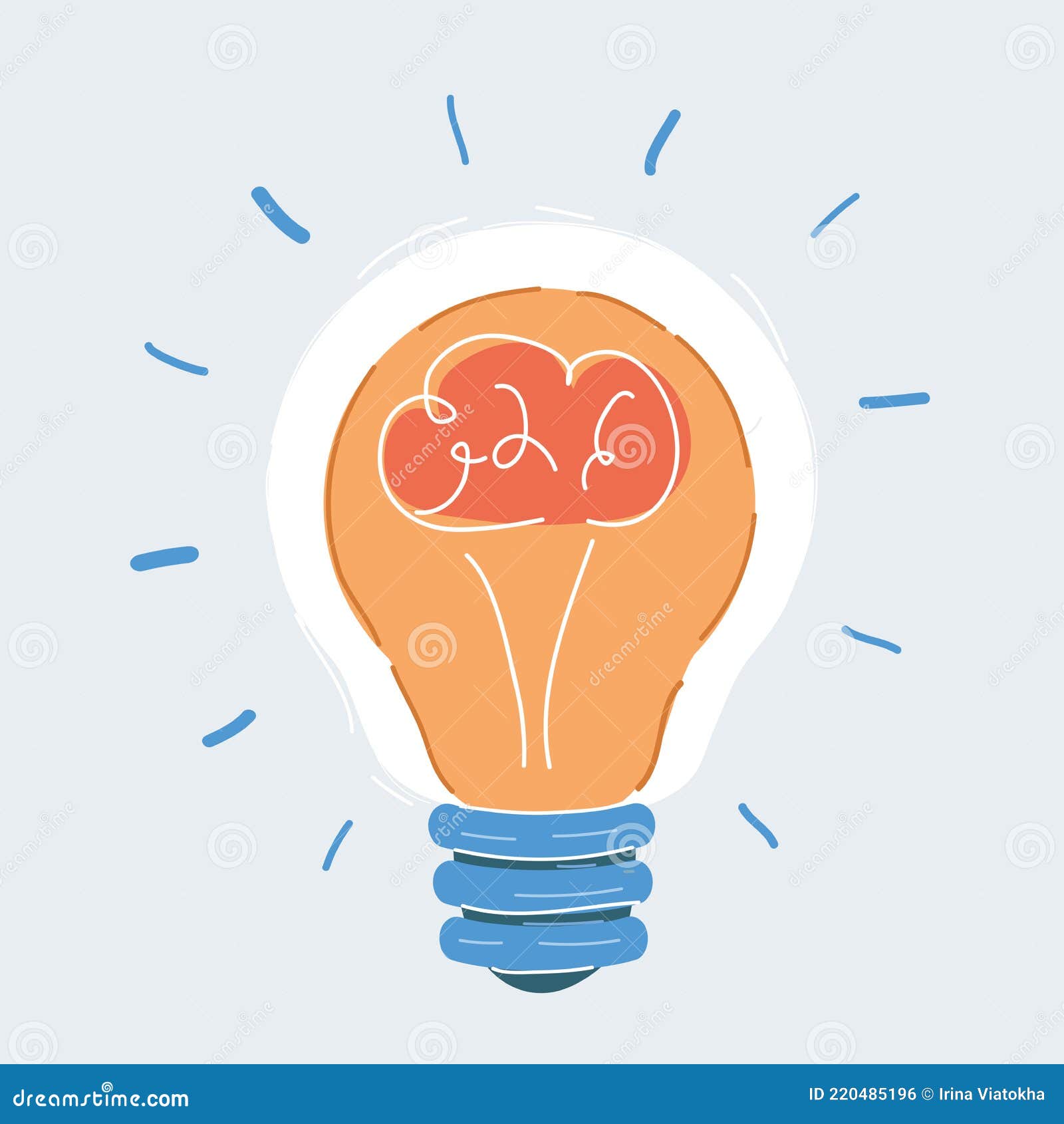 Vector Illustration of Brain Bulb Stock Vector - Illustration of ...