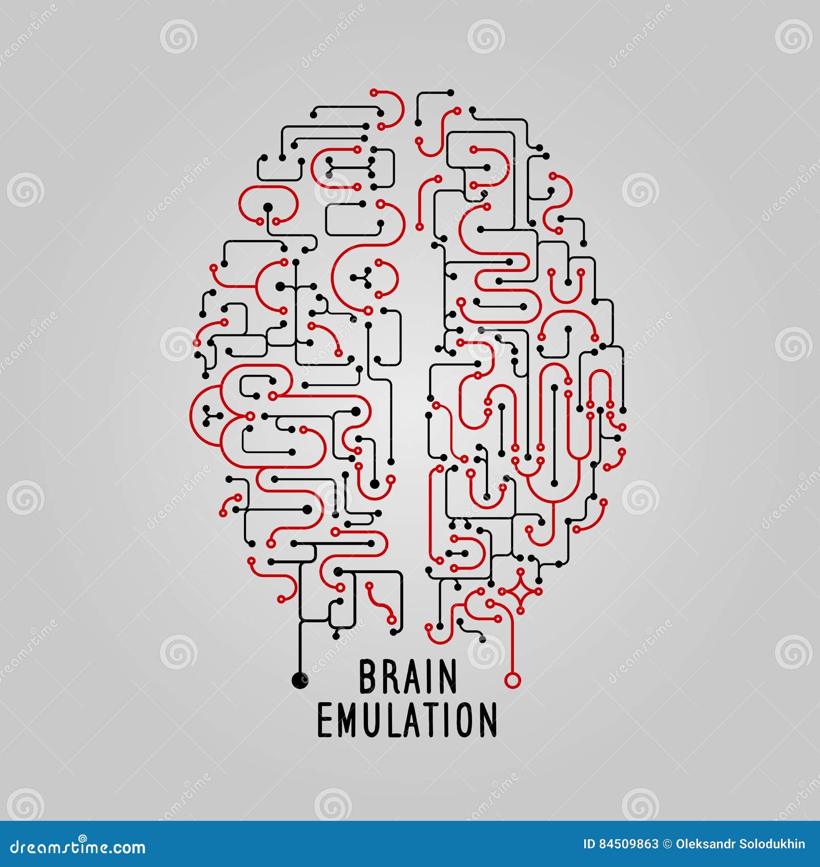 Vector Illustration Brain Concept in Line Style, for Technolog ...