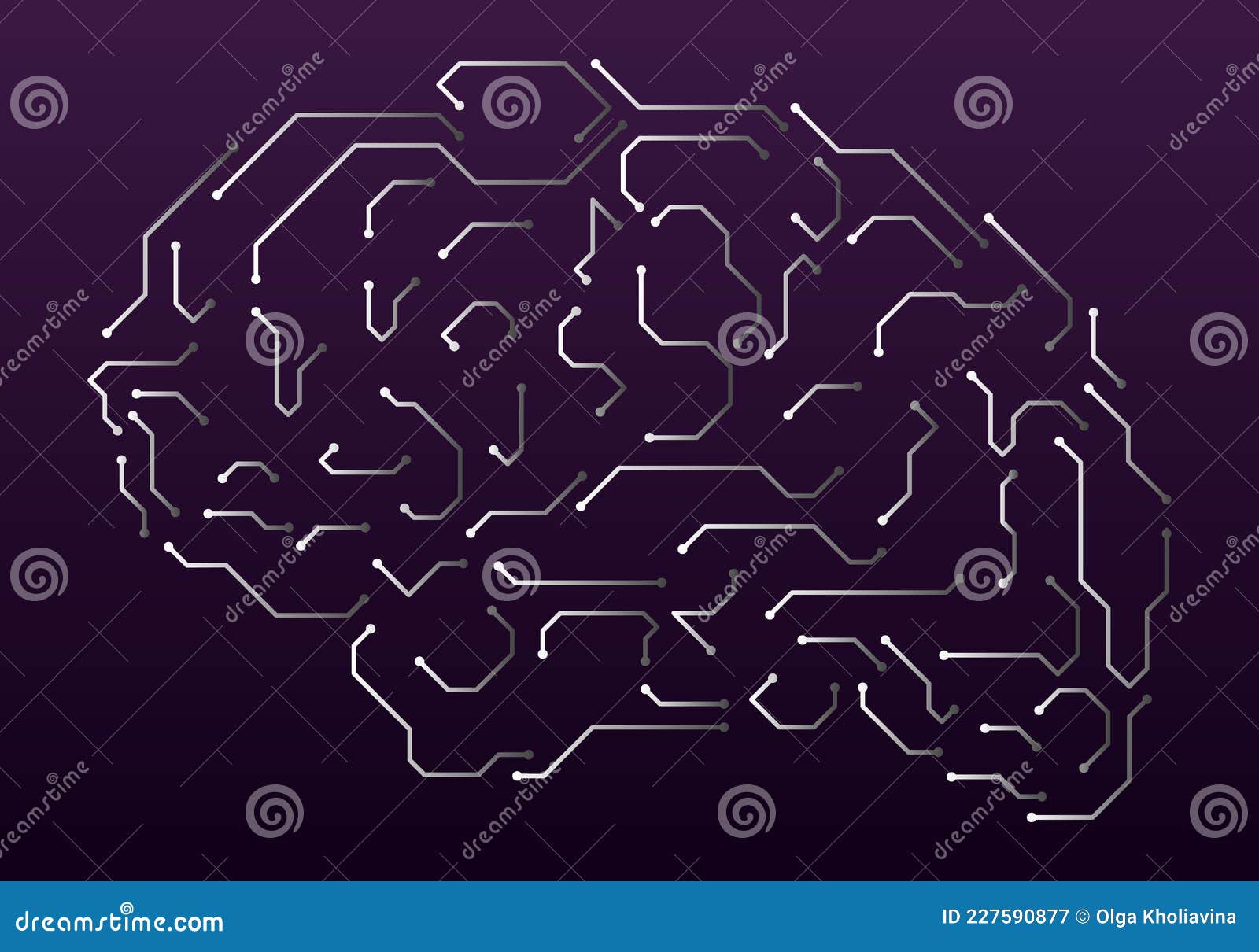 Vector Illustration of a Brain in the Form of a Computer Microcircuit ...