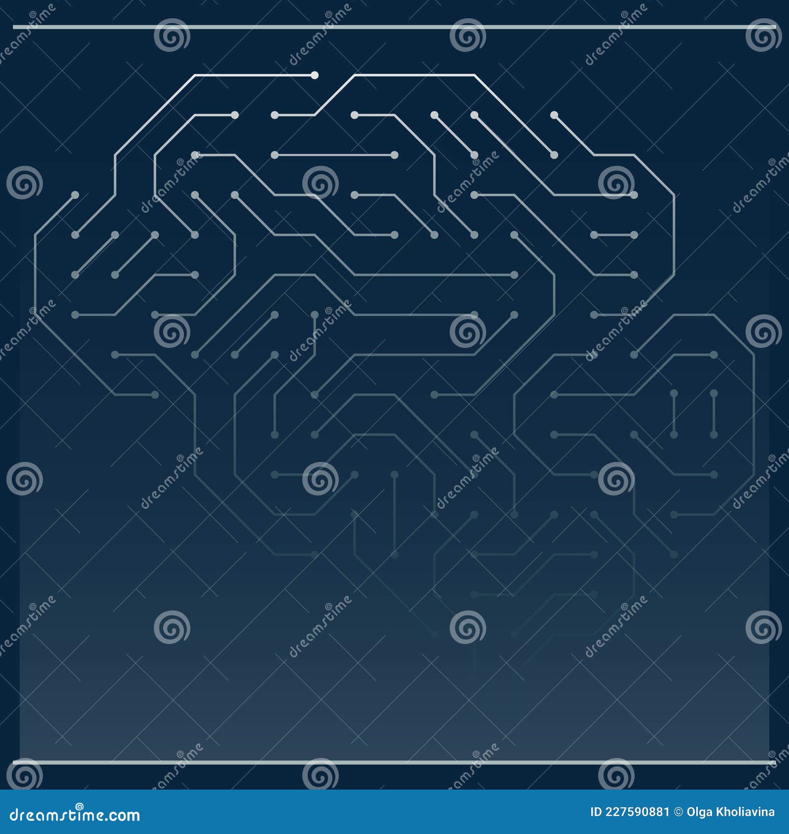 Vector Illustration of a Brain in the Form of a Computer Microcircuit ...