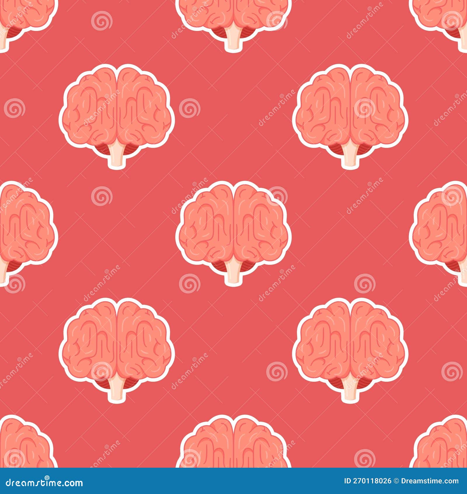 Vector Illustration of Brain Front Pattern. Seamless Brain Pattern on ...