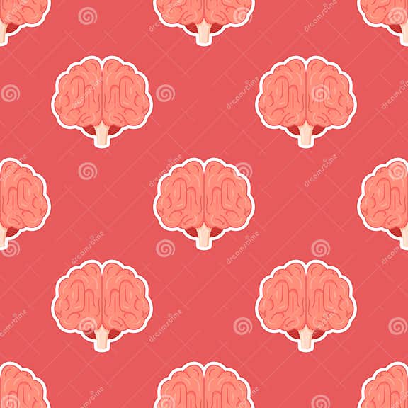 Vector Illustration of Brain Front Pattern. Seamless Brain Pattern on ...