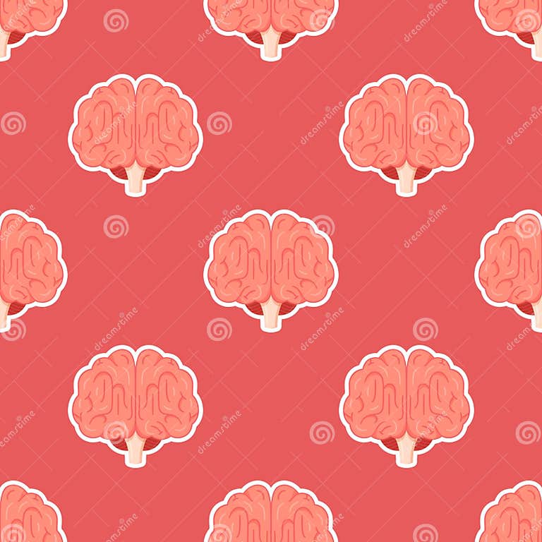Vector Illustration of Brain Front Pattern. Seamless Brain Pattern on ...