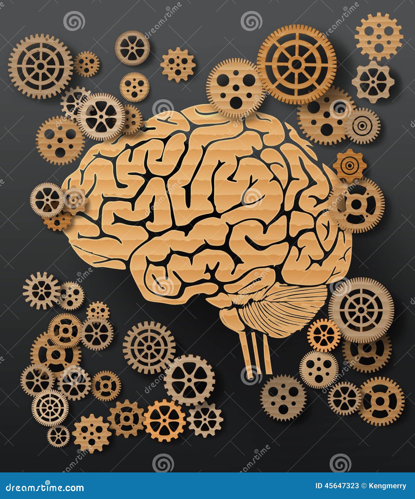 Vector Illustration Brain and Gear. Stock Vector - Illustration of ...