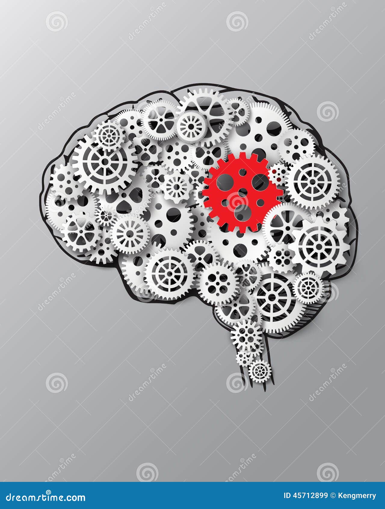 Vector Illustration Brain and Gear. Stock Vector - Illustration of ...
