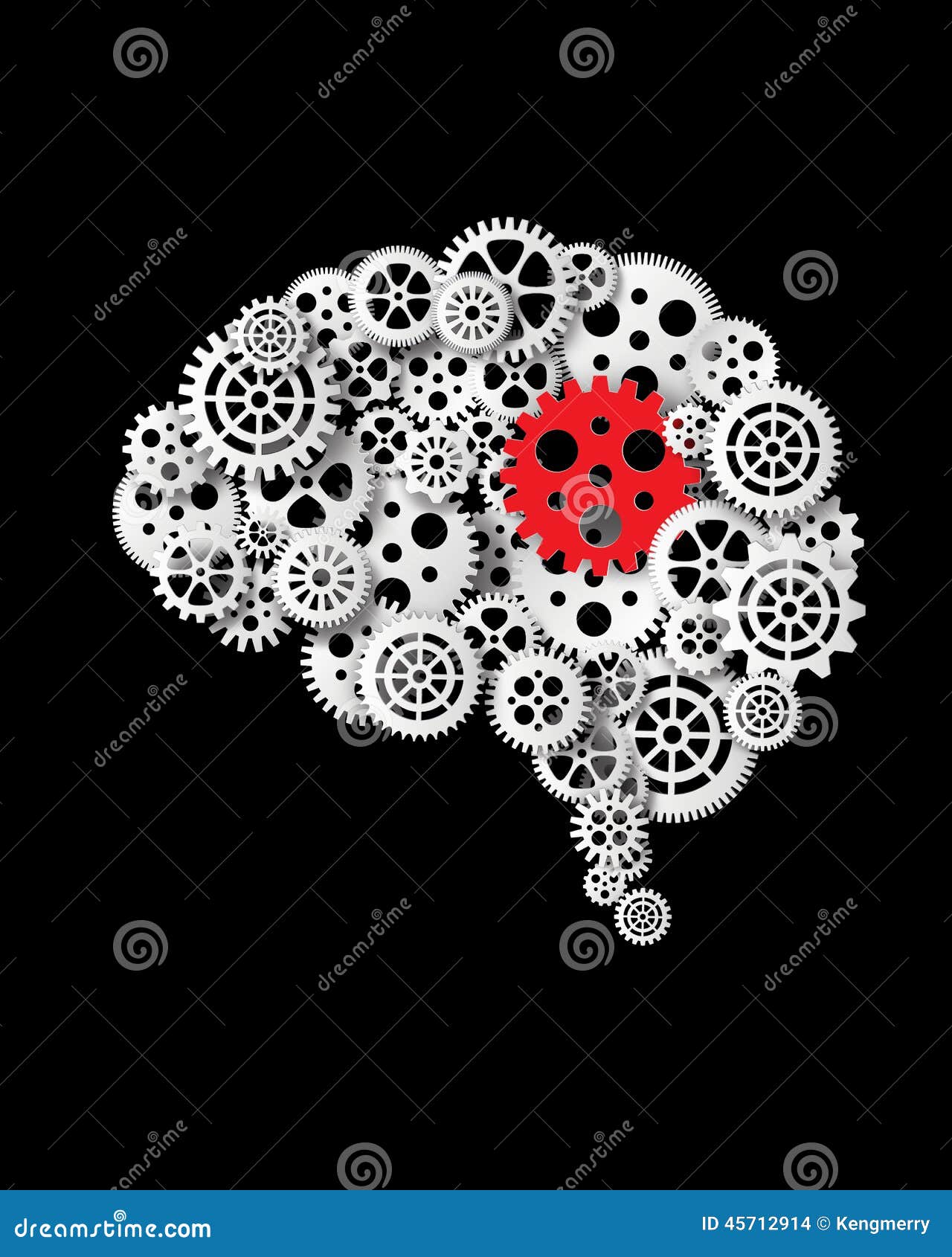 Vector Illustration Brain and Gear. Stock Vector - Illustration of idea ...