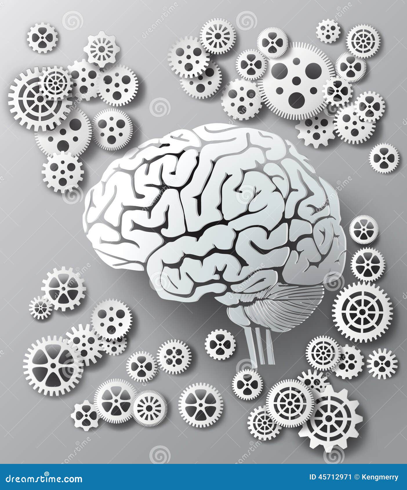 Vector Illustration Brain and Gear. Stock Vector - Illustration of ...