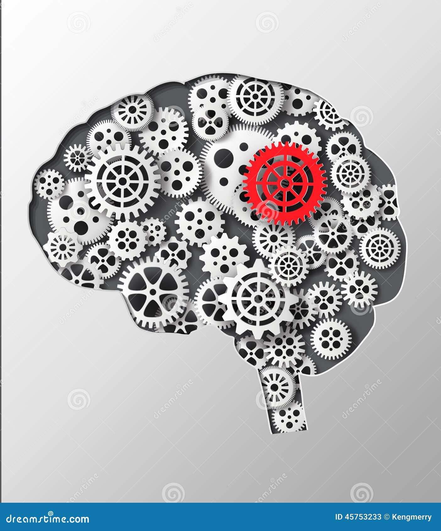 Vector Illustration Brain and Gear. Stock Vector - Illustration of ...