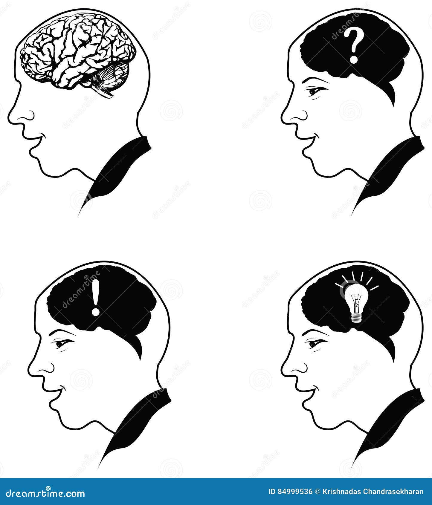 Vector Illustration of Brain Thinking Concept Stock Vector ...