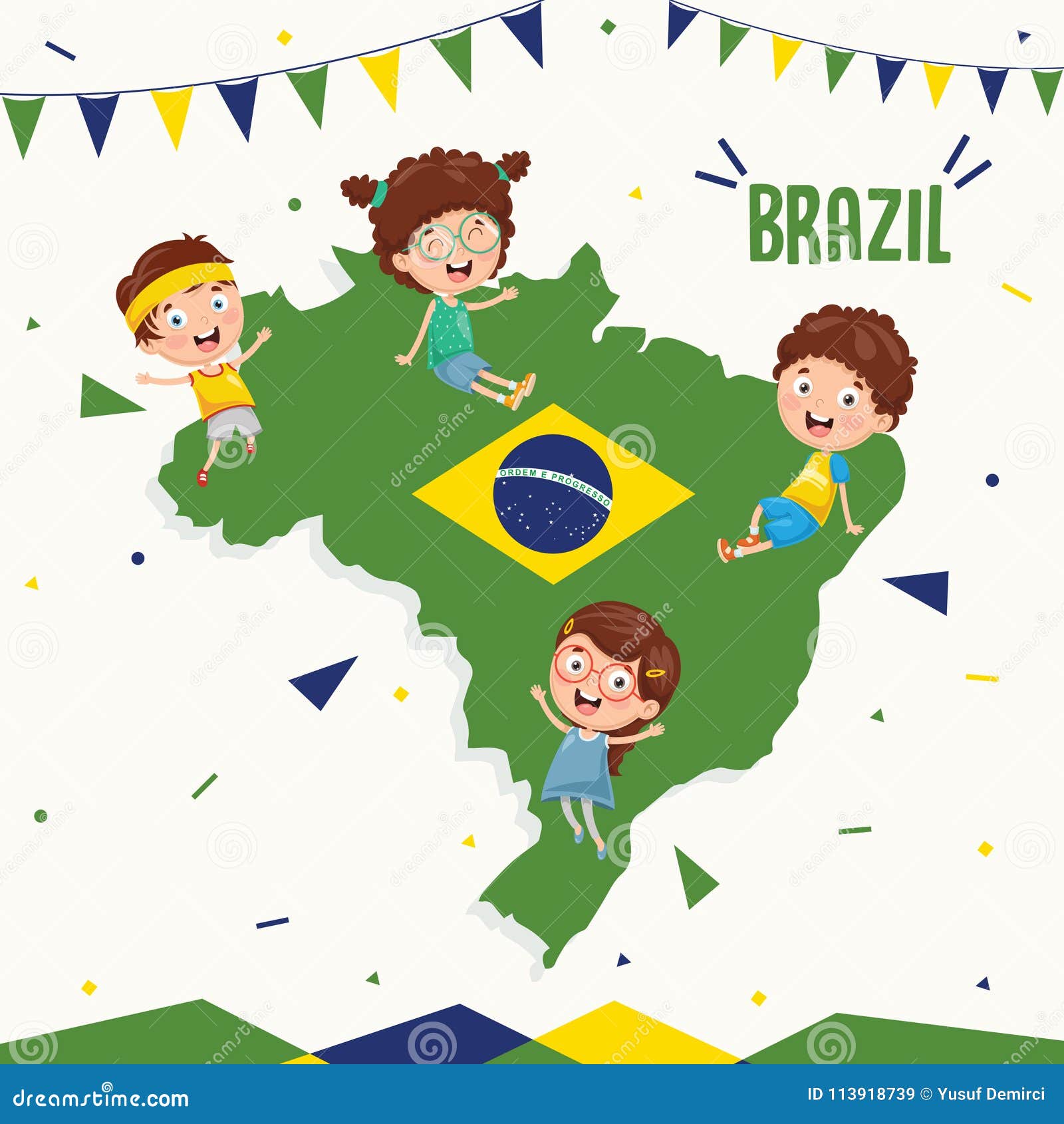 Brazil Map And Flag Icon Cartoon | CartoonDealer.com #88448739