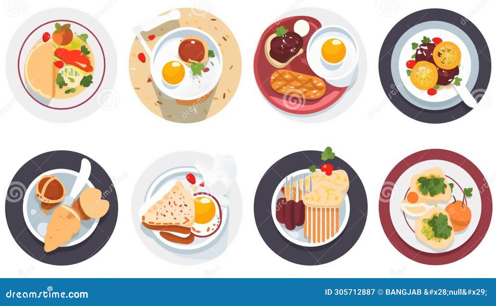 Vector Illustration of Breakfast, Lunch and Dinner Menu Set Stock ...