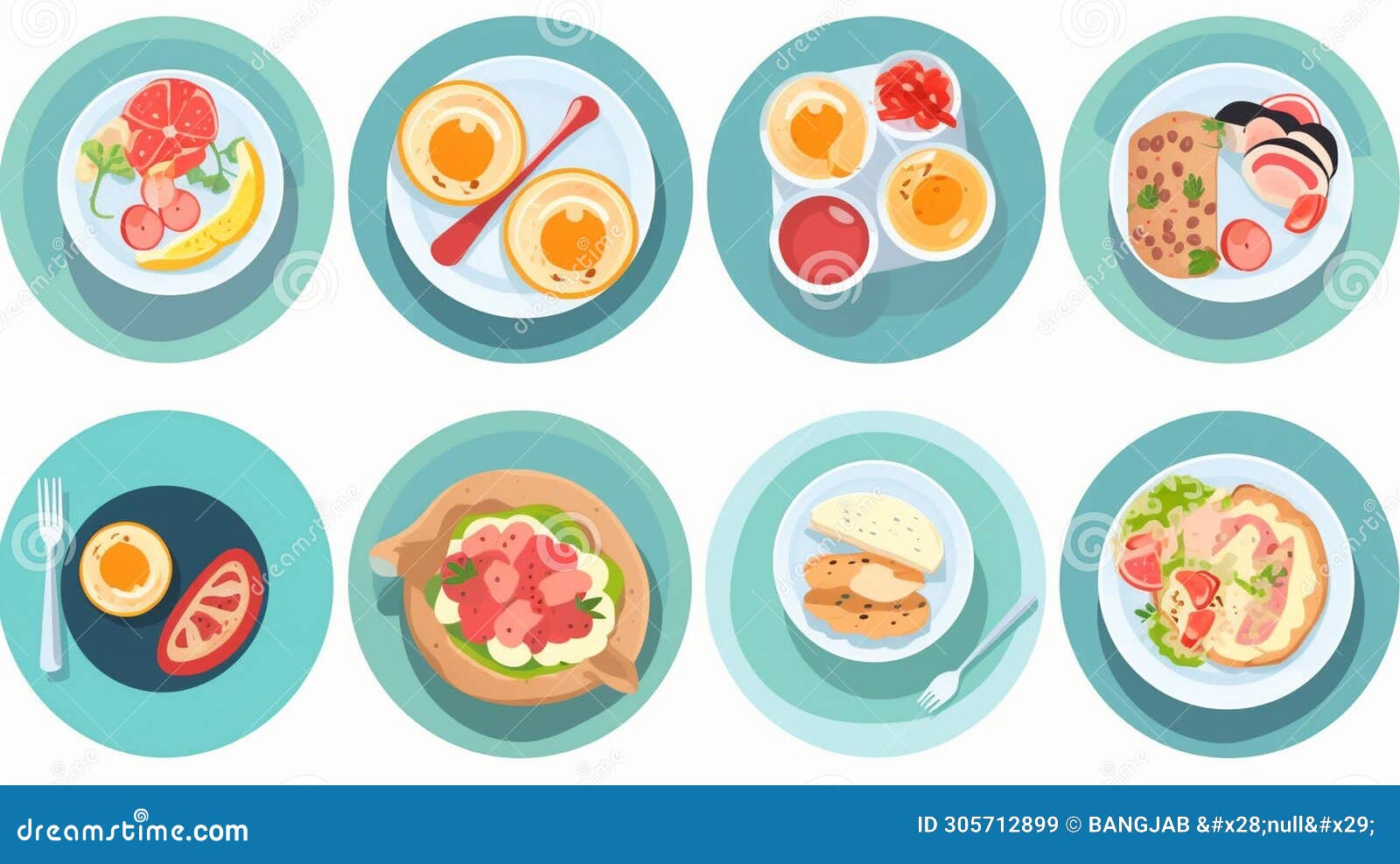 Vector Illustration of Breakfast, Lunch and Dinner Menu Set Stock ...