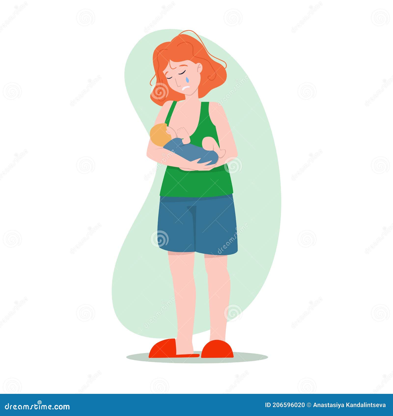 Vector Illustration: Breastfeeding. the Mother is Breastfeeding the ...