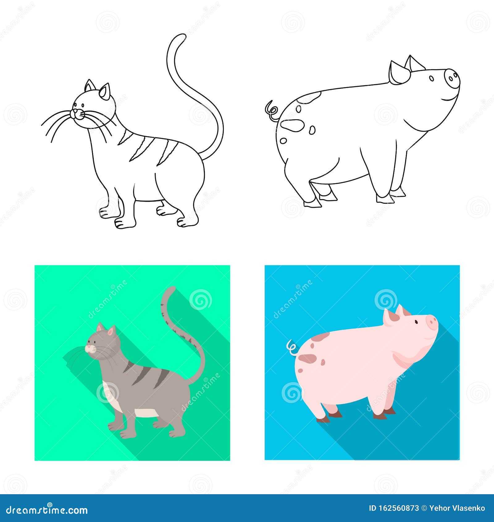 Vector Illustration of Breeding and Kitchen Symbol. Set of Breeding and ...