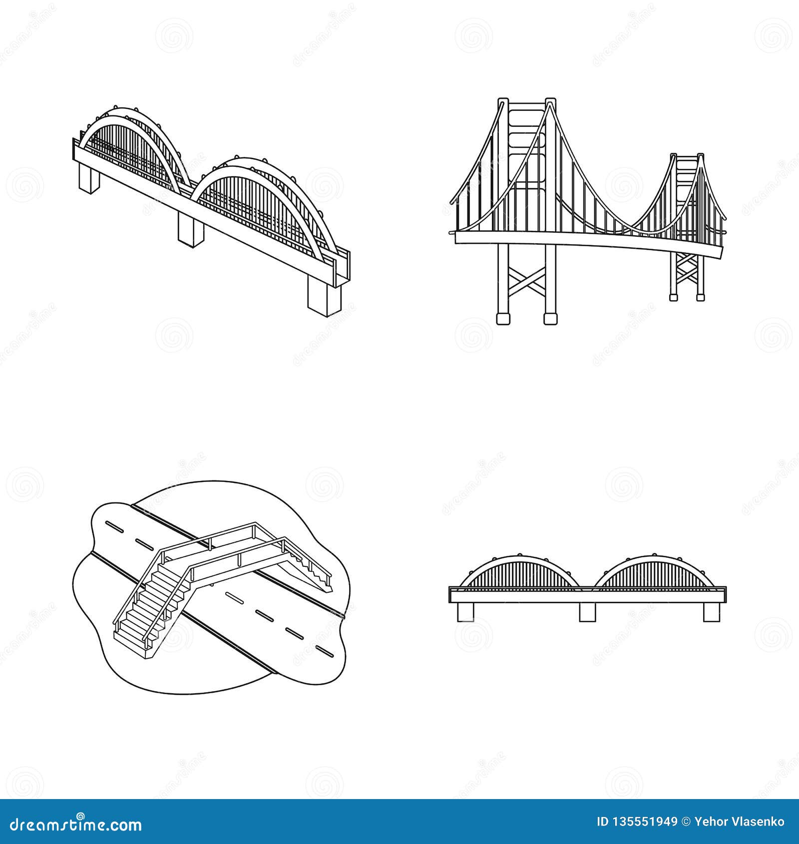 Set Collection Of Arch Rustic Metal Bridge Entrance Foot On Transparent ...