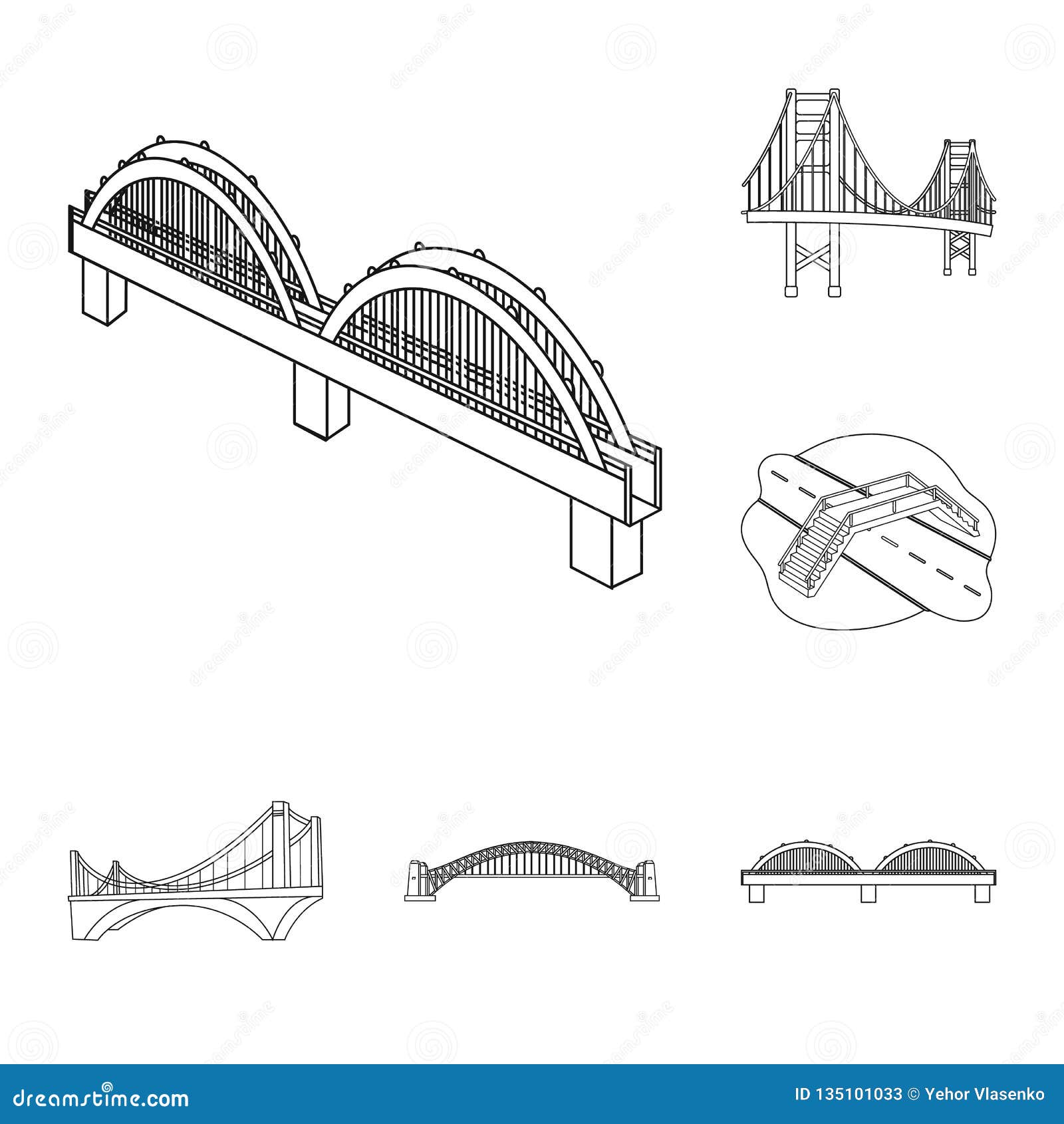 Vector Design of Bridge and Construction Symbol. Collection of Bridge ...