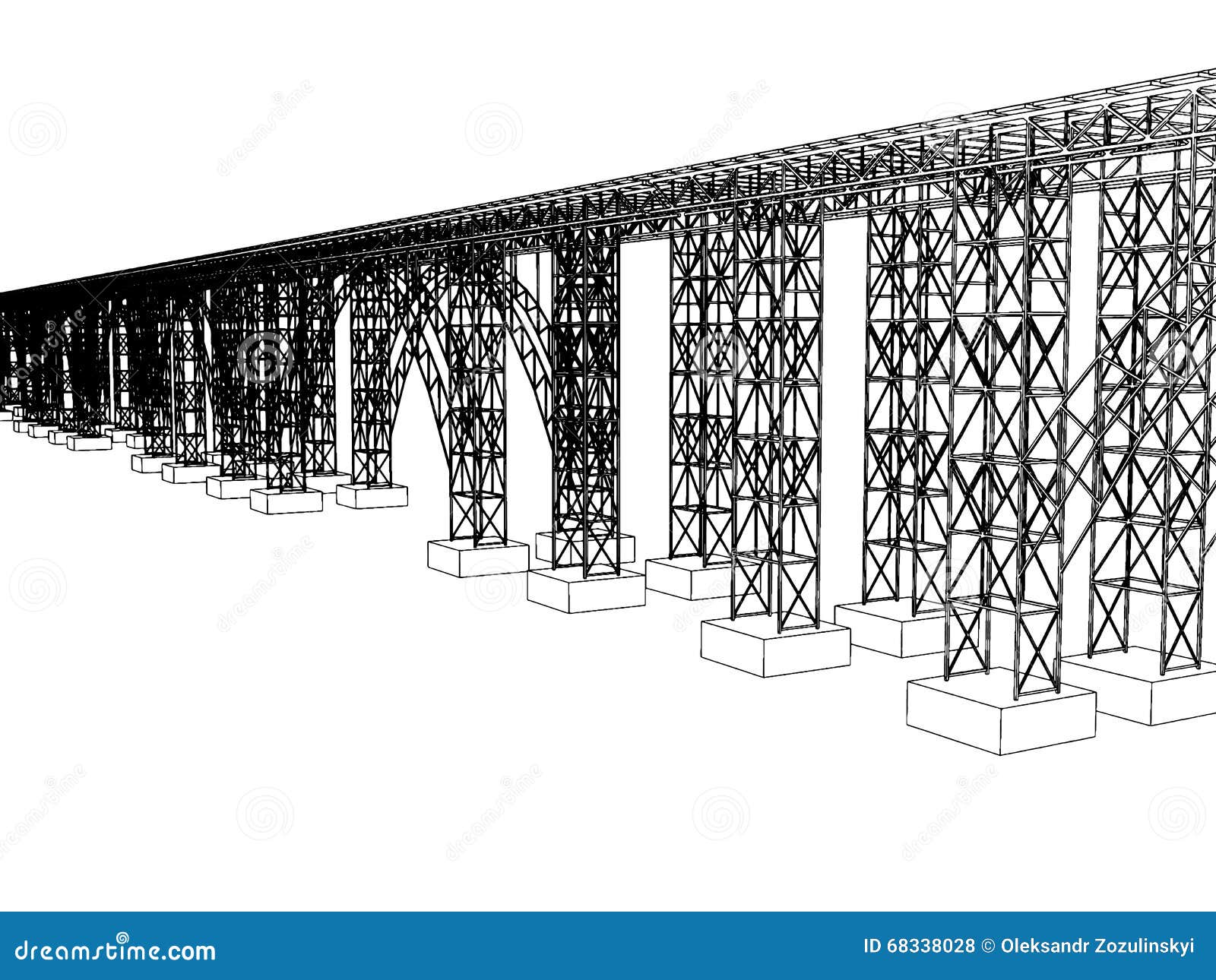 Vector Illustration of a Bridge with Metro Stock Vector - Illustration ...