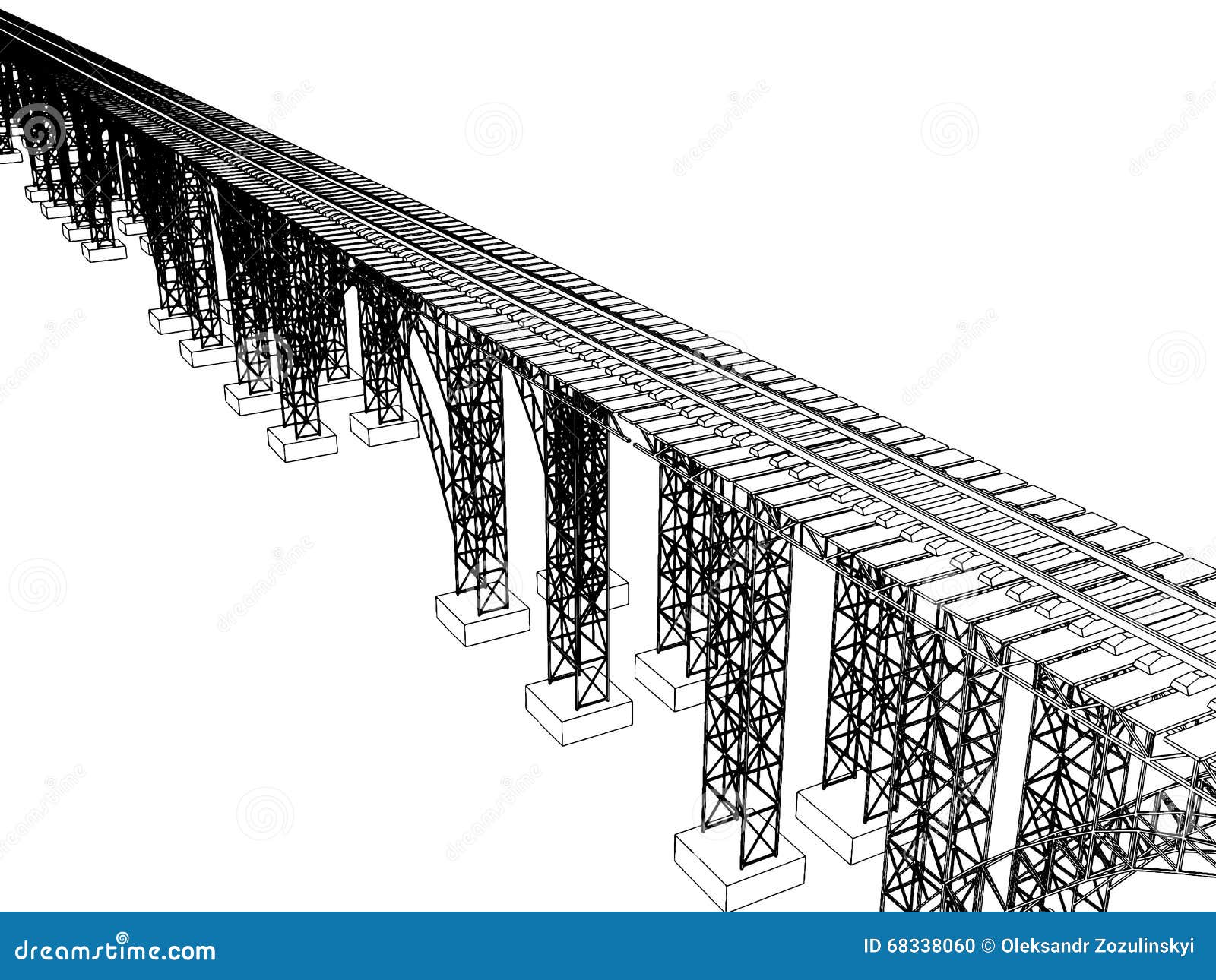 Vector Illustration of a Bridge with Metro Stock Vector - Illustration ...