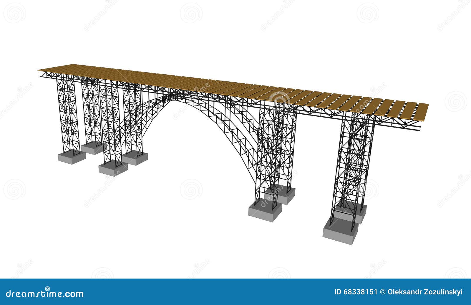 Vector Illustration of a Bridge with Metro Stock Vector - Illustration ...