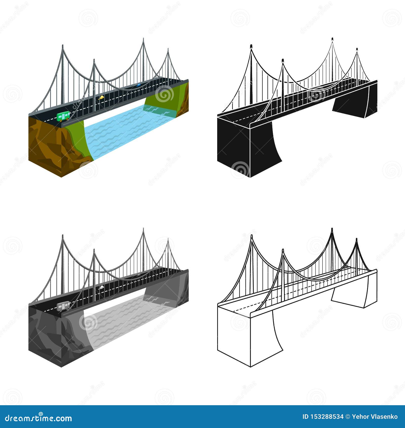 Vector Design of Bridge and Rock Logo. Collection of Bridge and Brick ...