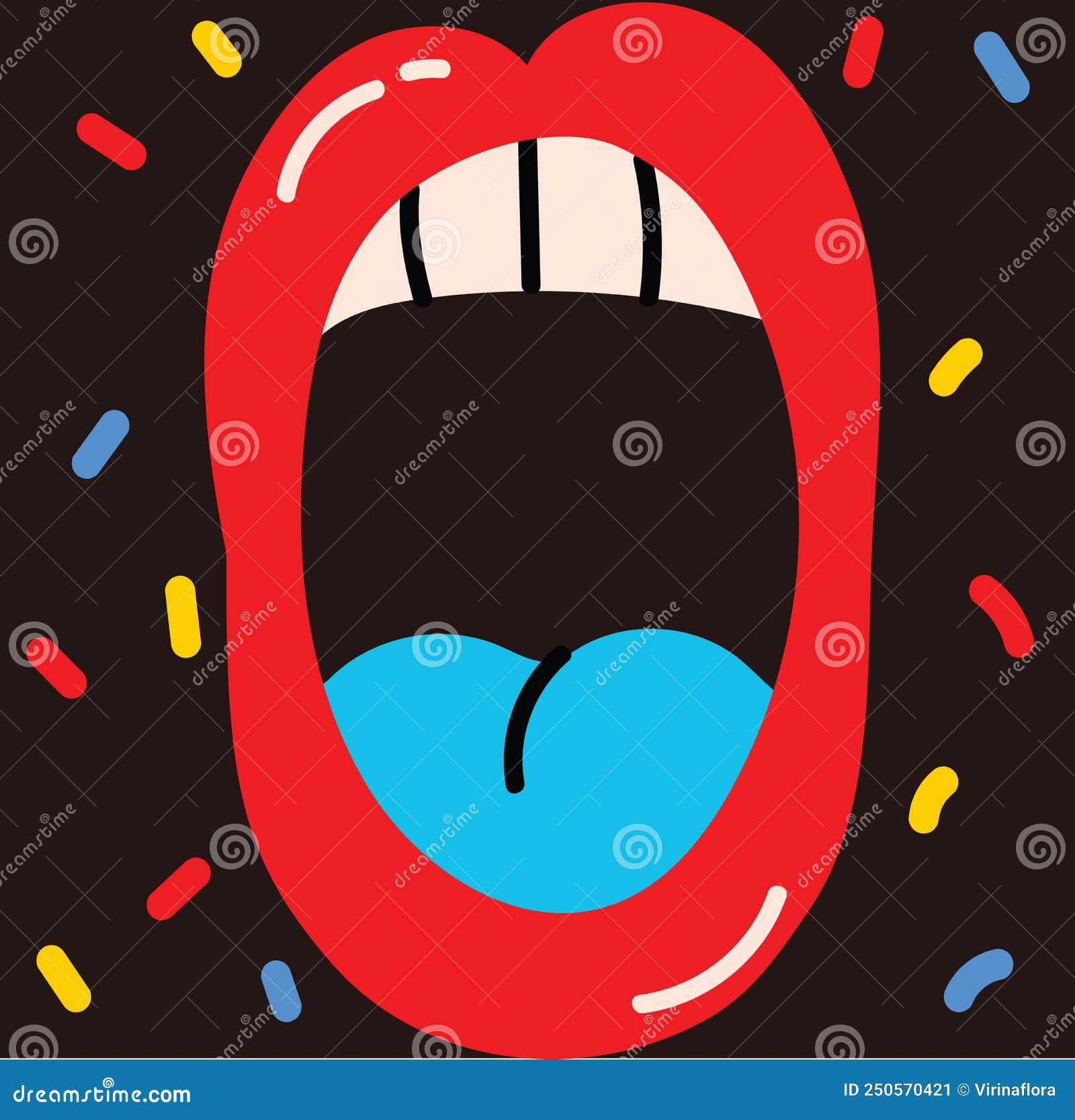 Crazy Mouth 90s Pop Art Style Vector Illustration | CartoonDealer.com ...