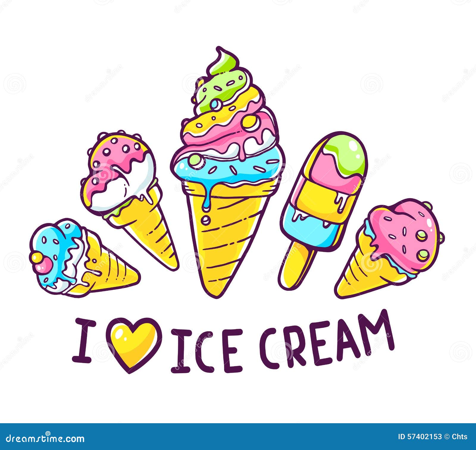 Vector Illustration Of Bright Different Ice Creams Stock Illustration