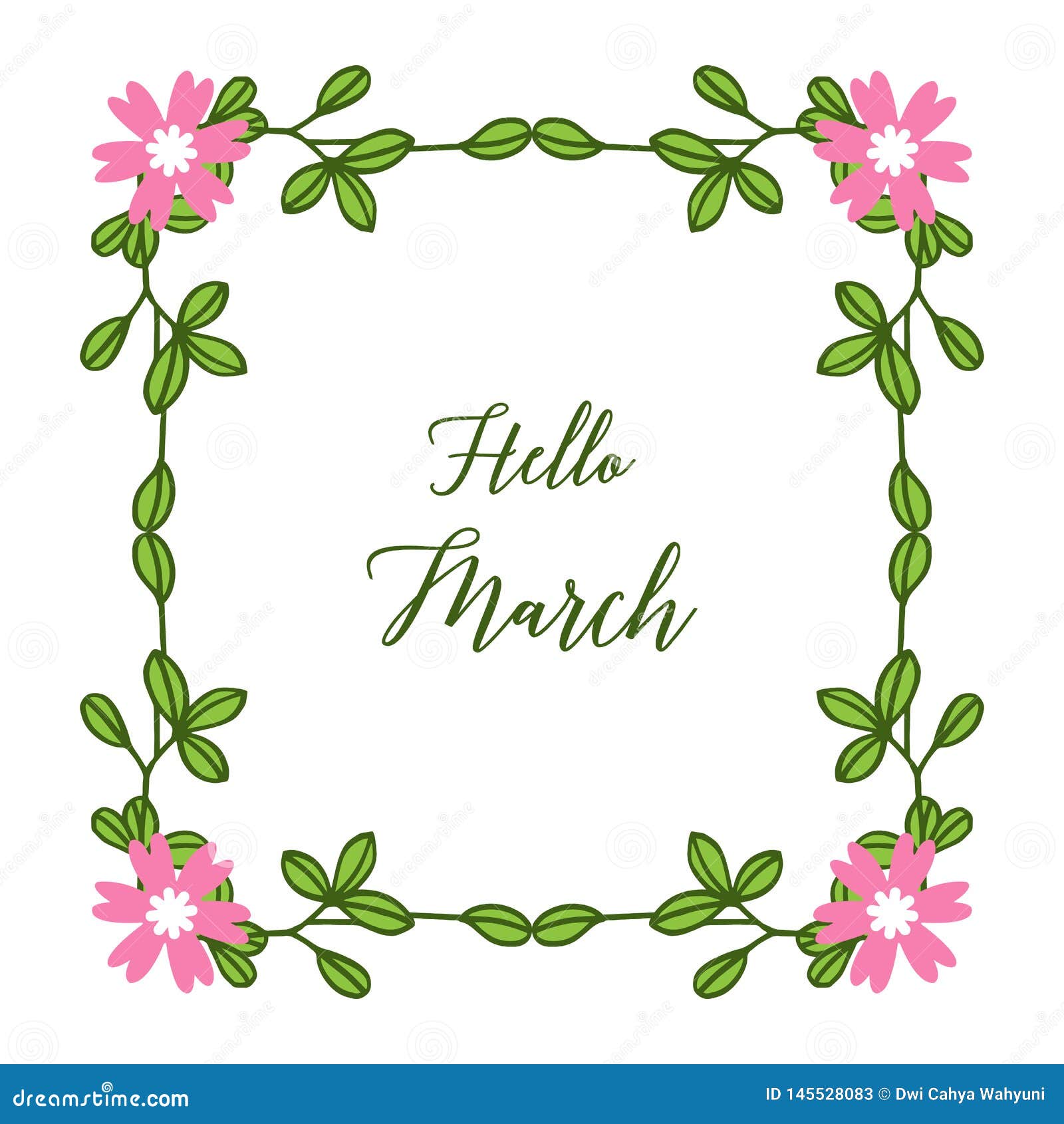 Vector Illustration Bright Flowers Frame for Invitation Hello March ...