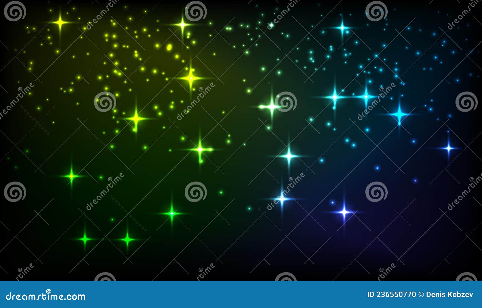 Vector Illustration. Bright Glowing Particles of Different Colors on a ...