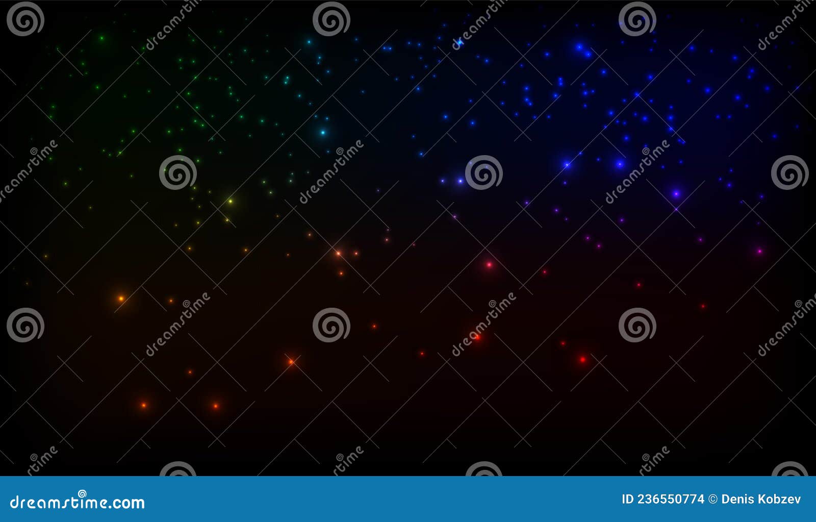 Vector Illustration. Bright Glowing Particles of Different Colors on a ...
