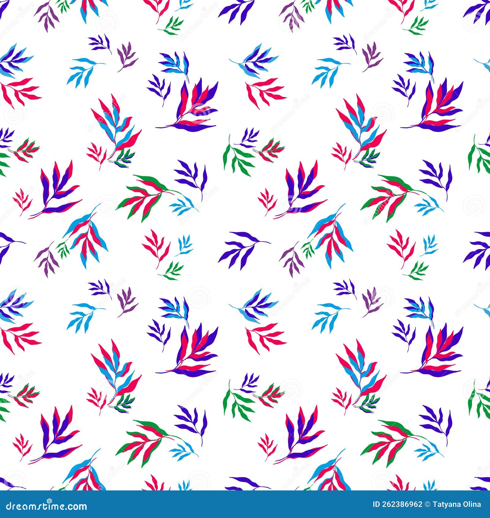 Bright Multicolored Leaves of Tropical Plants Forming Seamless Pattern ...