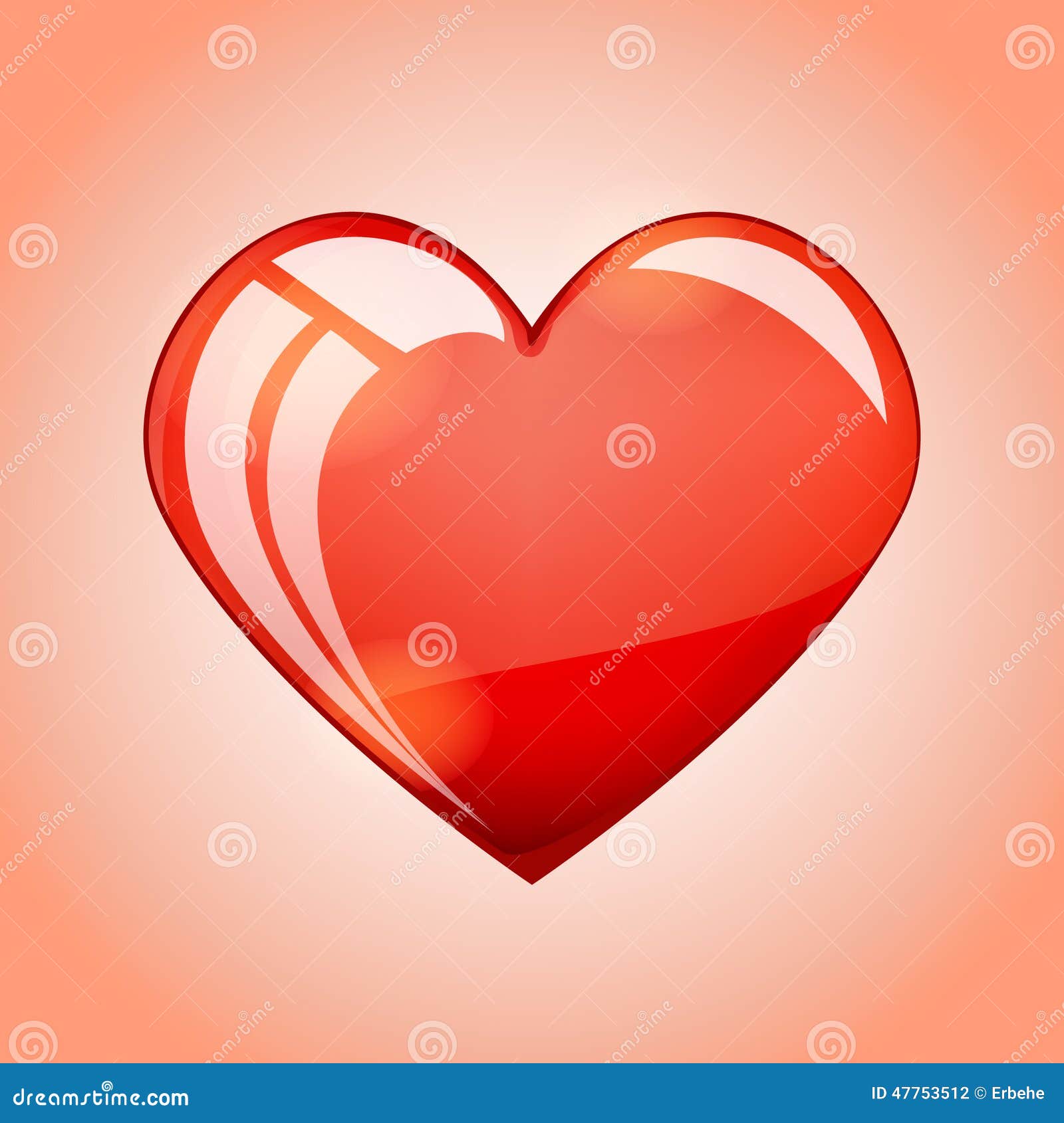 Vector Illustration of a Bright Shiny Glass Red Heart Shaped Symbol ...